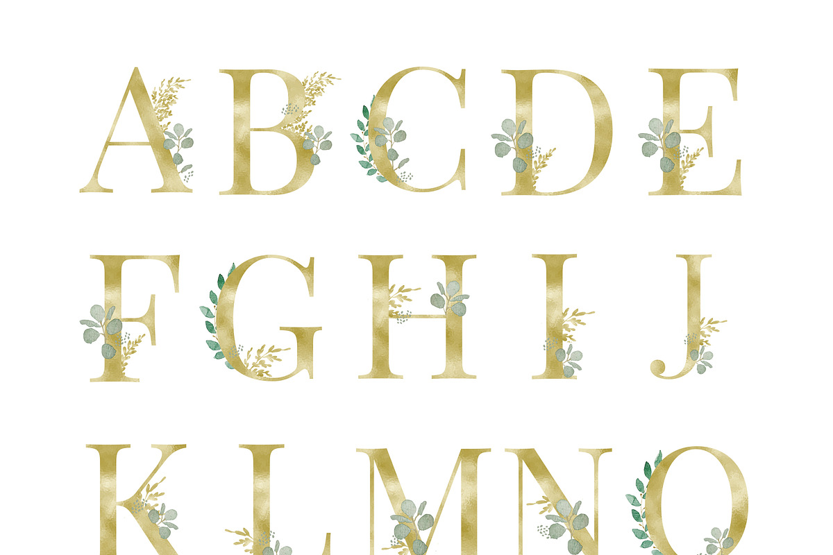 Eucalyptus Alphabet Watercolor, an Illustration by TheBlogLoft