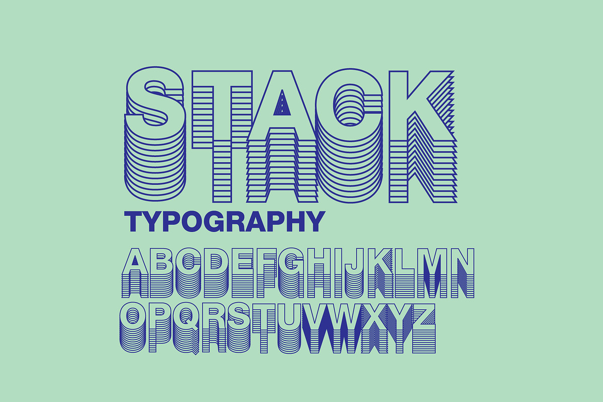stack typography design vector, an Illustration by lyeyee