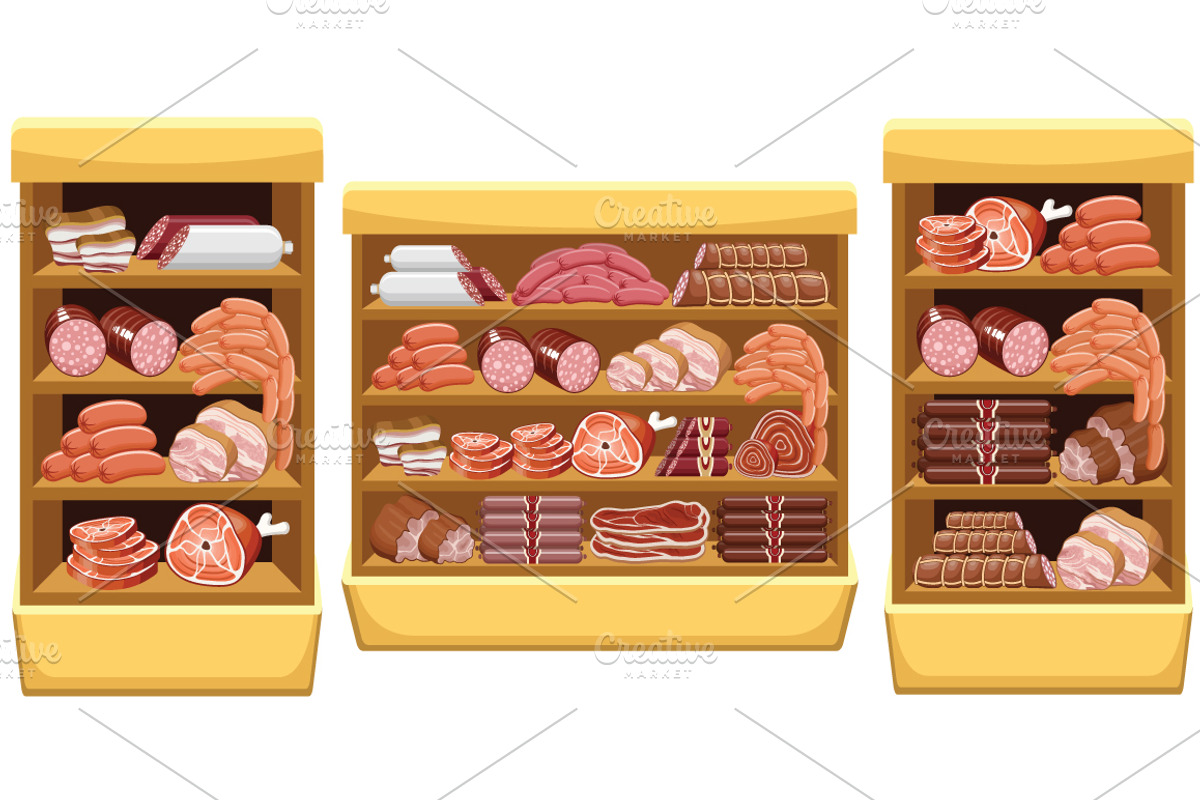 Meat market, a Food Illustration by Gurza SHOP