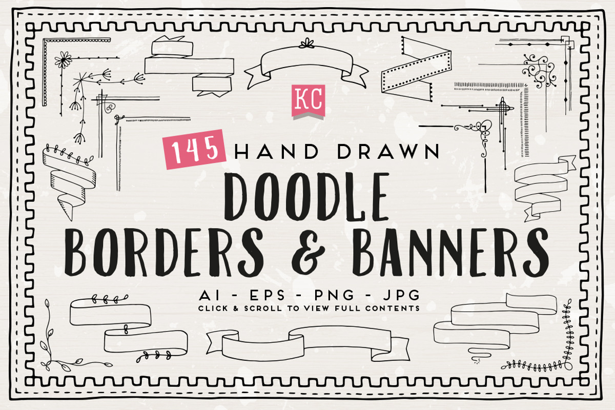 Doodle borders and banners, an Illustration by Katy Clemmans