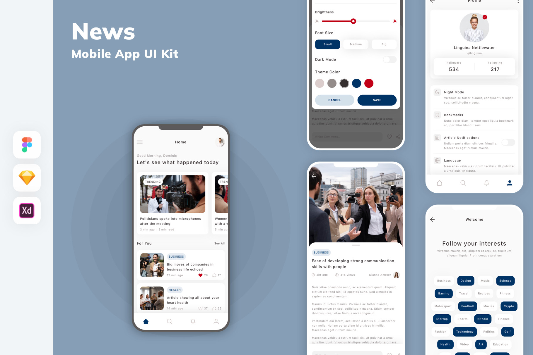News Mobile App UI Kit, an UI Kit Template by uicube