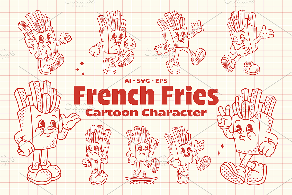 French Fries Cartoon Character