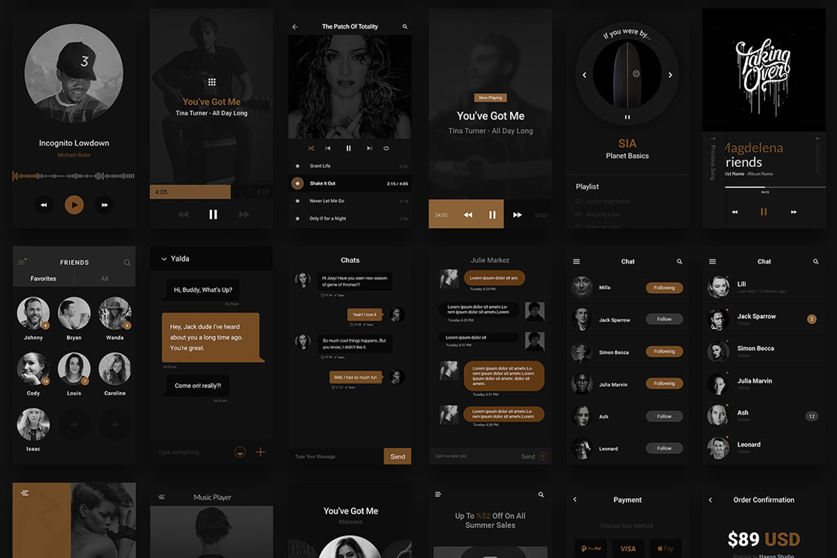 Gold & Coal - UI Kit, an UI Kit Template by Studio Dusk