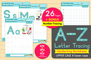 A-Z Letter tracing worksheet + Bonus, an Education Illustration by ...