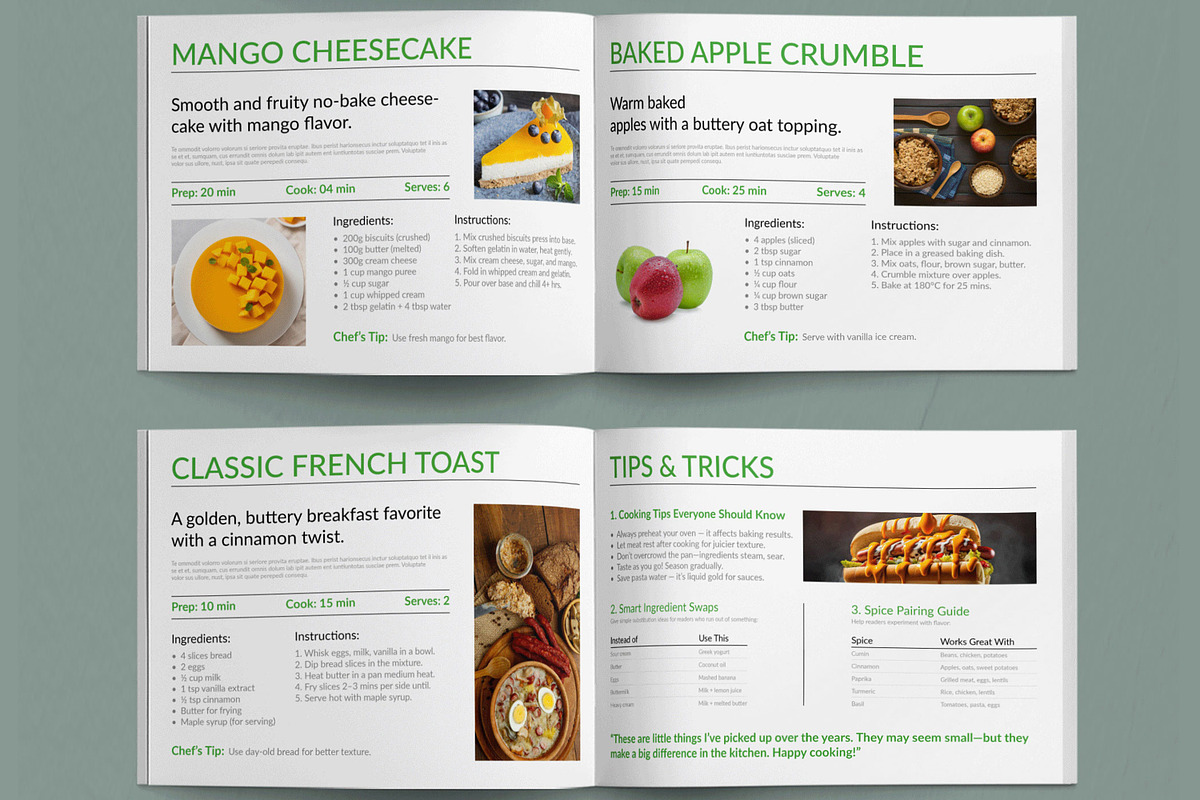 Recipe Book Template Layout
