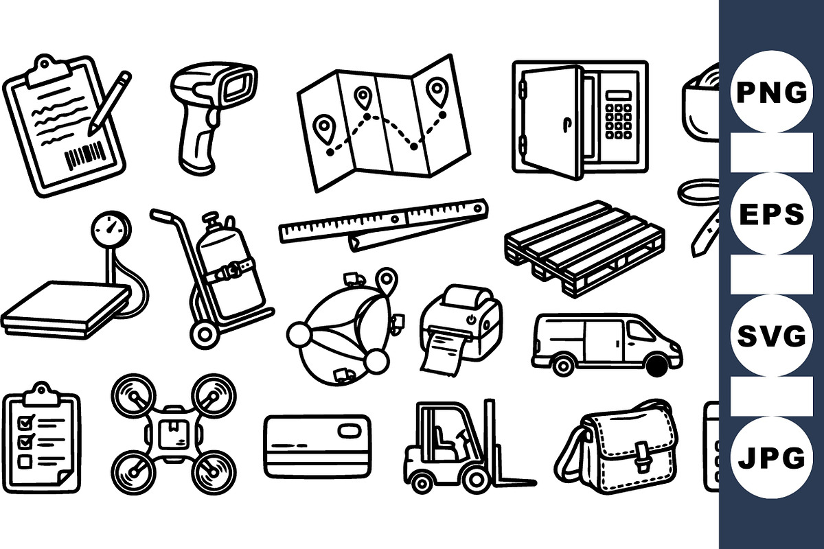 Logistics And Shipping Icon Set, an Illustration by designvectx