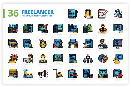 3,600 Icons x3 Styles, an Outline Icon by monkik