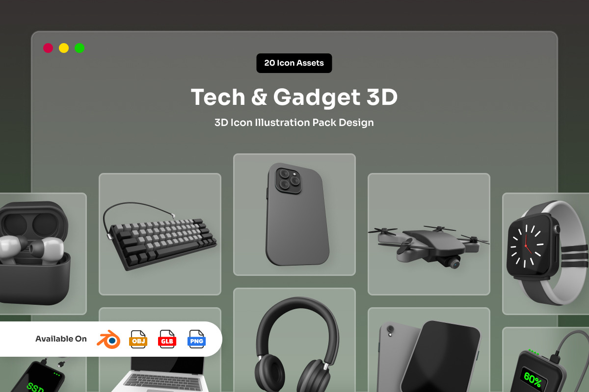 Modern Tech & Gadget 3D Icon Pack, a Technology Illustration by twinstd