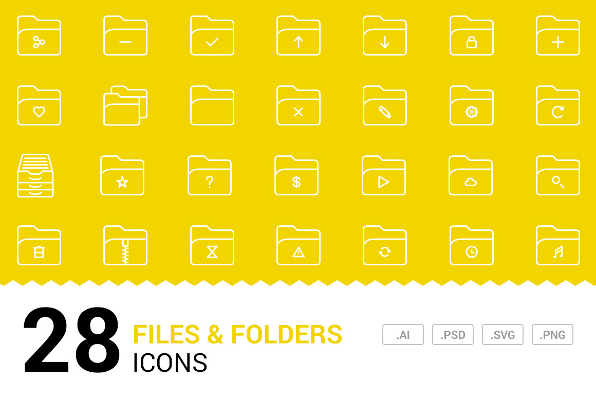 Files & Folders - Vector Line Icons, an Outline Icon by atifarshad