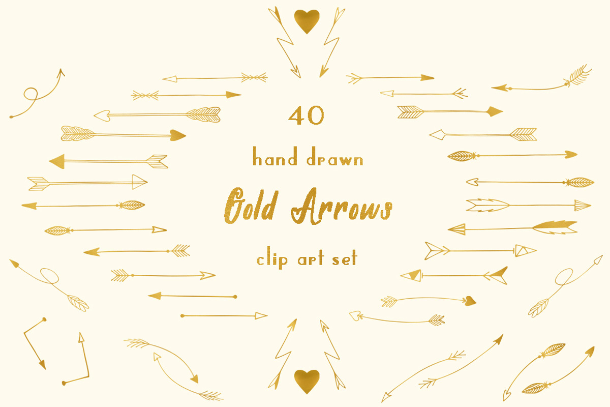 40 Gold arrow clipart set, a Graphic by KitsPix