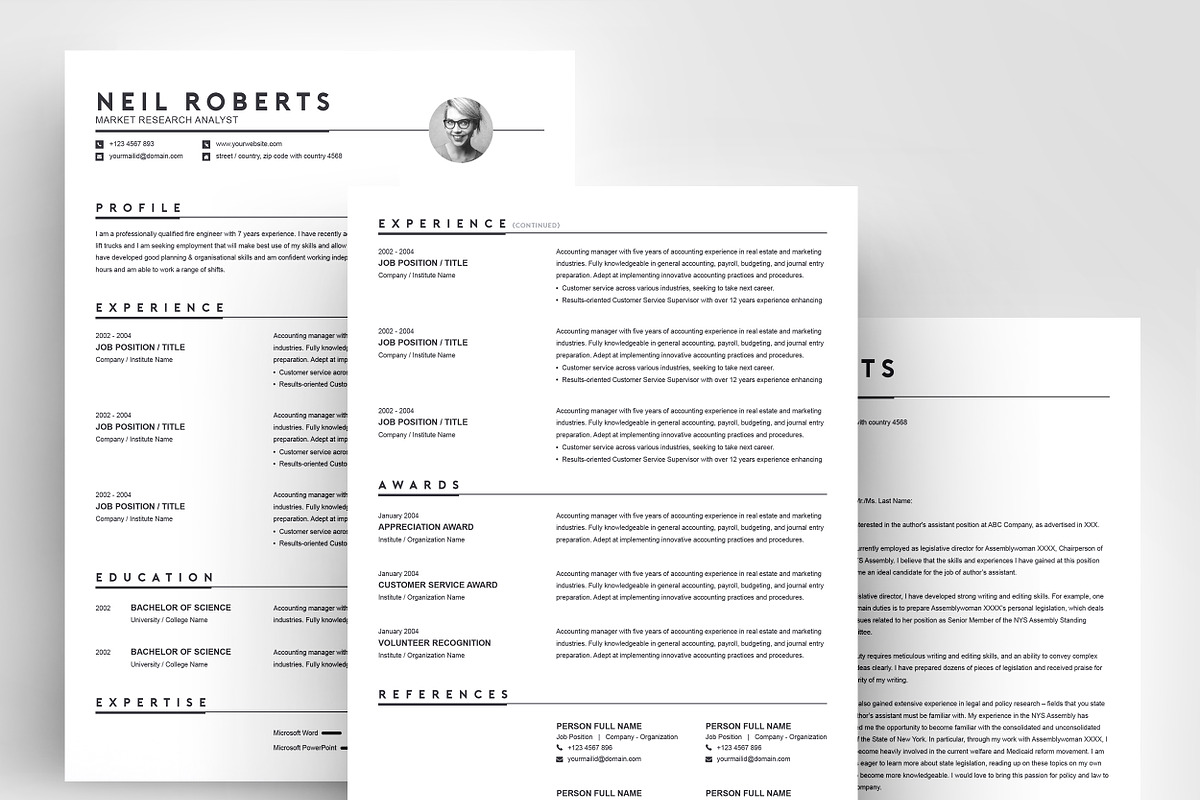 Clean Resume Template | Word CV, a Resume Template by ResumeInventor