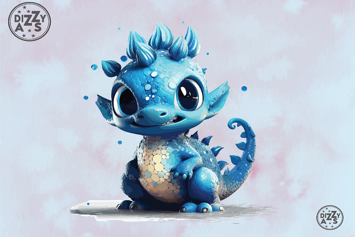 Cute Blue Dragon Watercolor Clipart, an Animal Illustration by Dizzy Art Studio | Creative Market