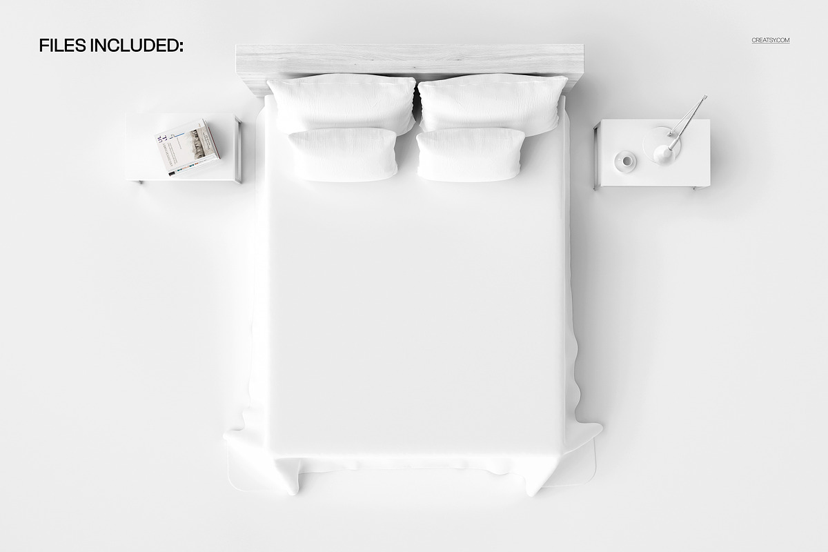 Plain Bed Coverlet Mockup (top view), a Household Mockup by creatsy2