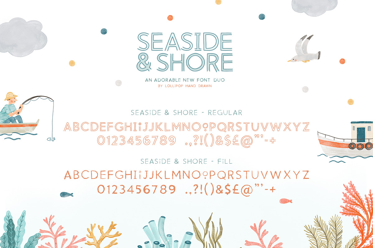 Seaside and Shore Font, a Font by Lollipop Hand Drawn