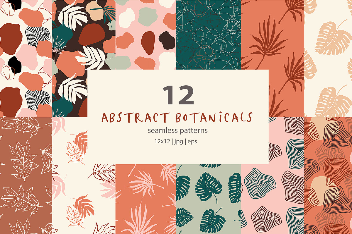 Abstract Botanical Patterns, a Pattern Graphic by Sweet Fig