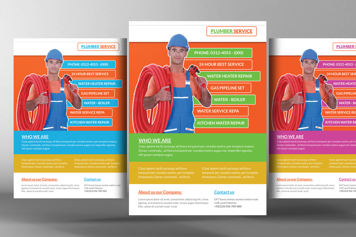 5 Contractor Flyers Bundle, a Flyer Template by graphicforest