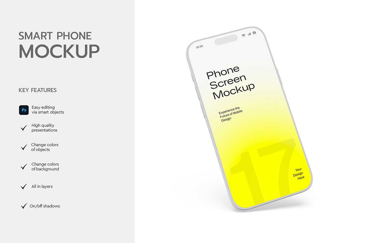 Smartphone Screen PSD Mockup