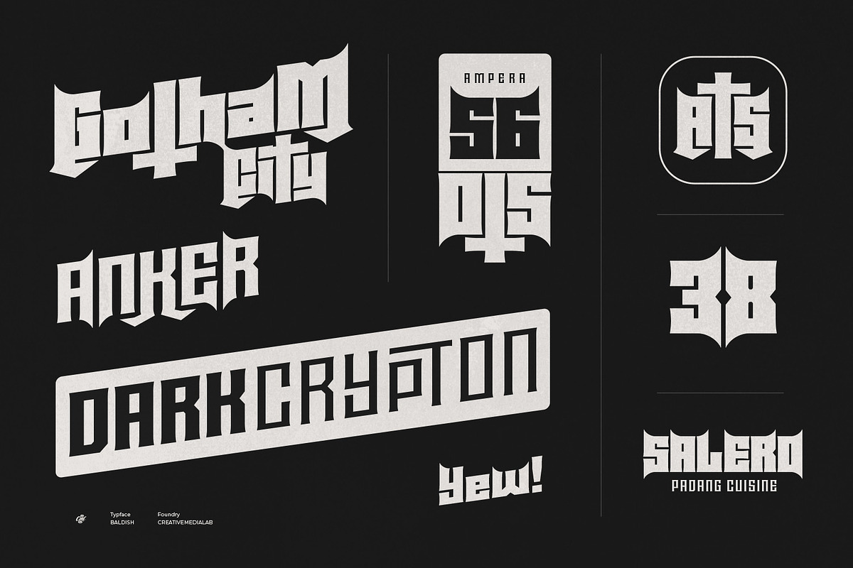Baldish - Modern Display Gothic, a Blackletter Font by creativemedialab