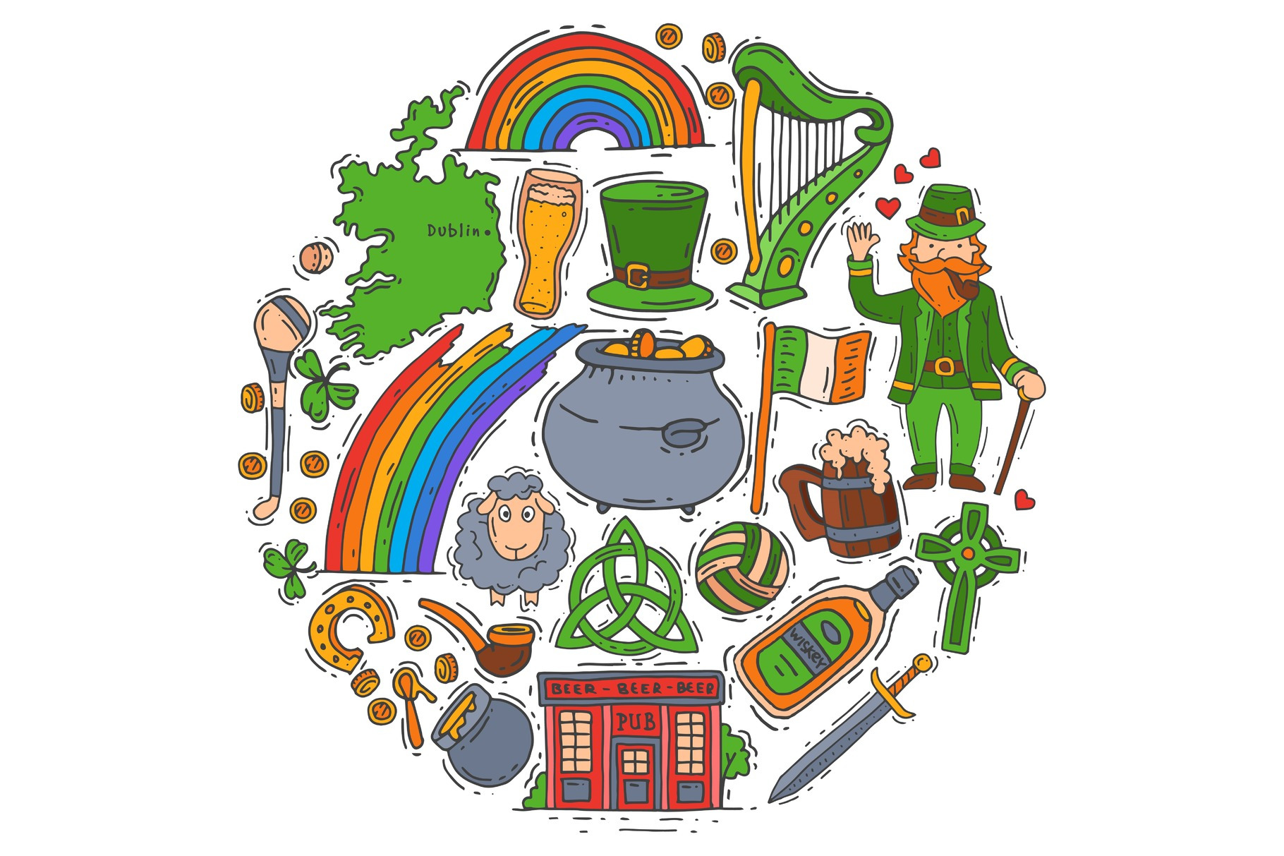 Ireland symbols doodle set vector | Graphic Objects ~ Creative Market