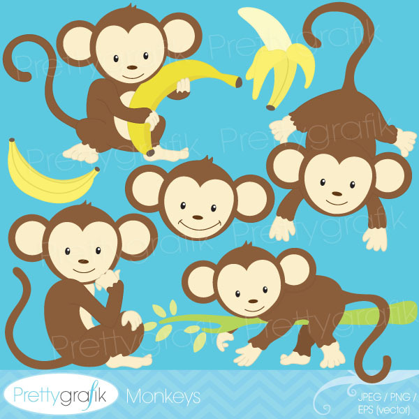 monkey clipart commercial use, an Illustration by PrettyBundles