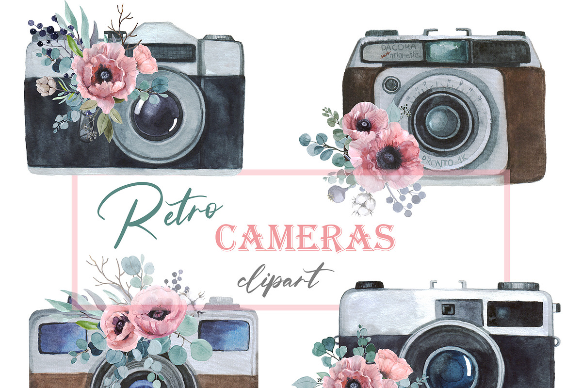 Watercolor clipart. Retro camera png, an Illustration by KomtsyanTatyanaArt