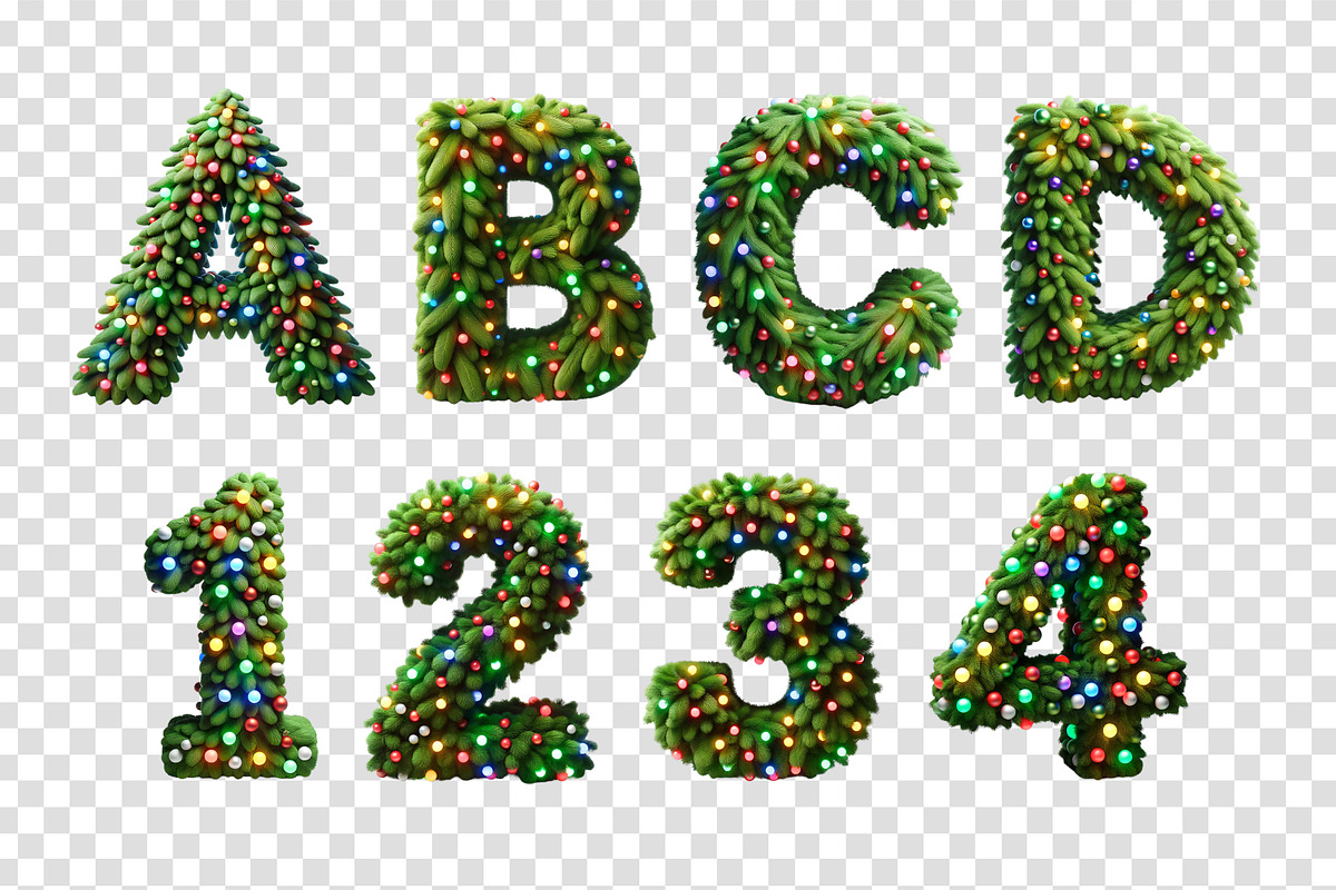 Christmas Tree 3D Font, a Font by Loudoun Design Co.