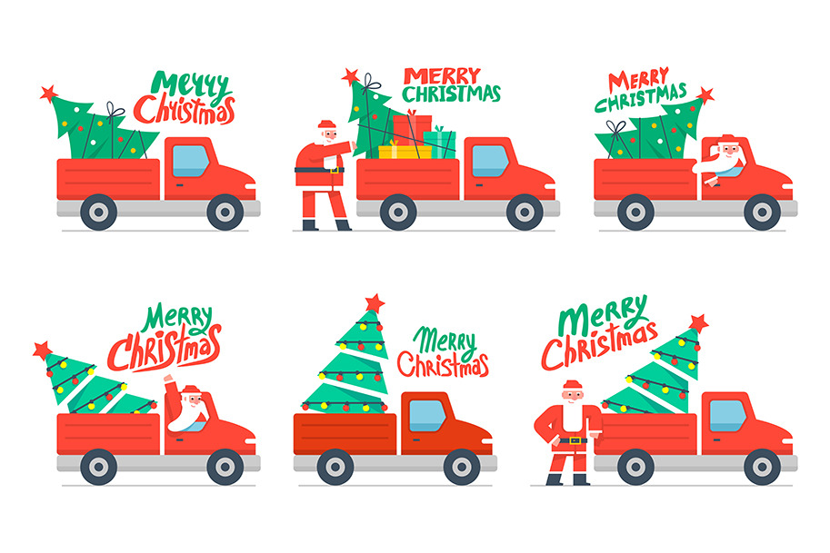 Christmas truck and Christmas tree, a Decorative Illustration by Volyk