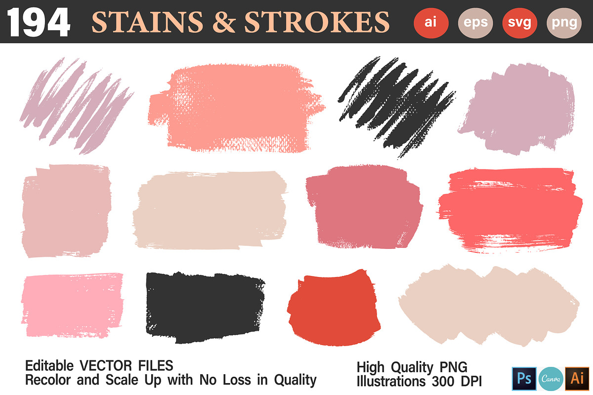 Vector Stains & Strokes Atelier +SVG, an Object Graphic by Katrinelly