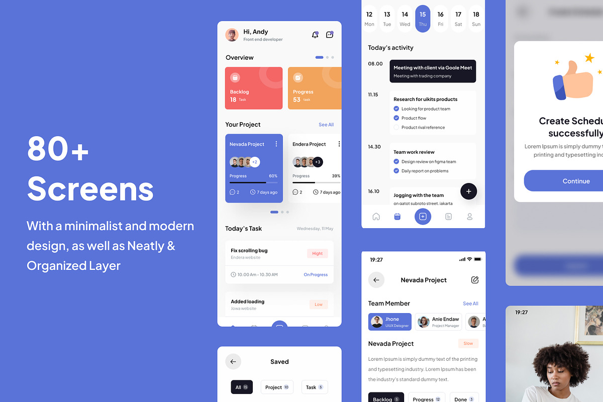 Scheduler - Task Manager App UI Kits, an UI Kit Template by Minialis | Creative Market