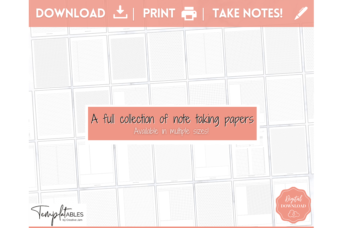 Note Taking Paper Printables - Template Bundle | Creative Market