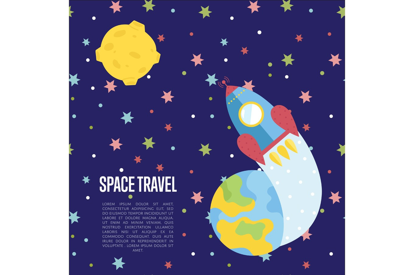 Space Travel Cartoon Vector Web Page Template, a Technology ...