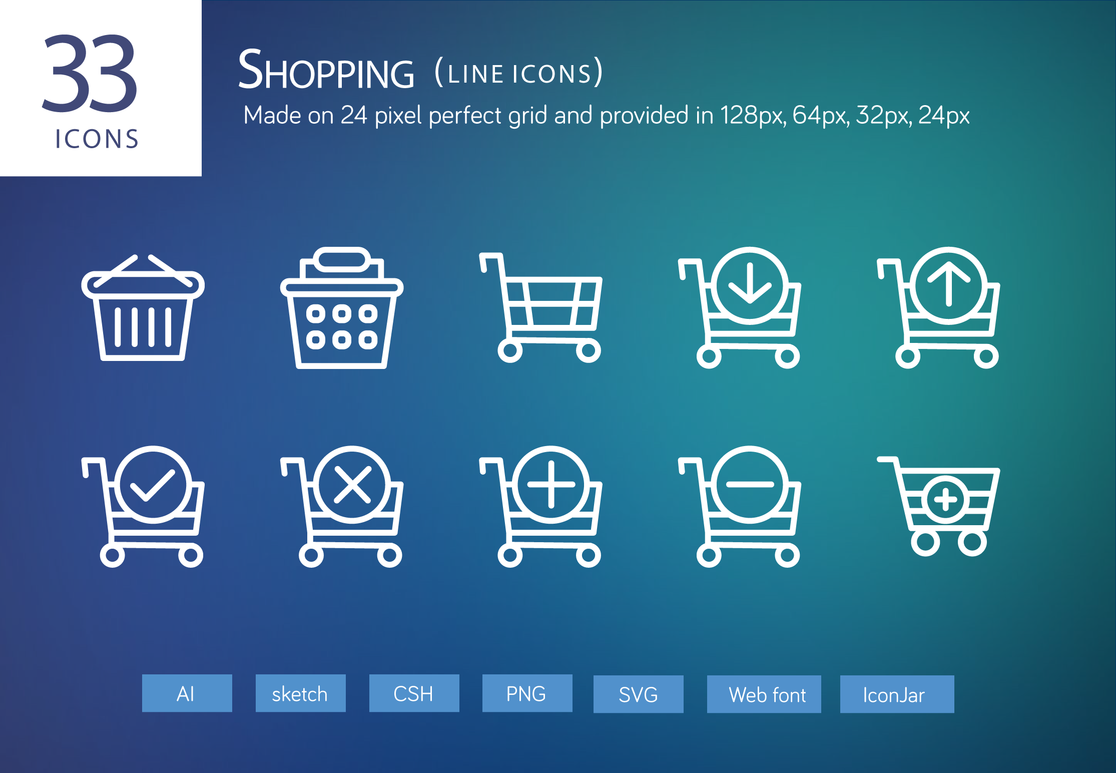 33 Shopping Line Icons, an Outline Icon by Vectopus.com