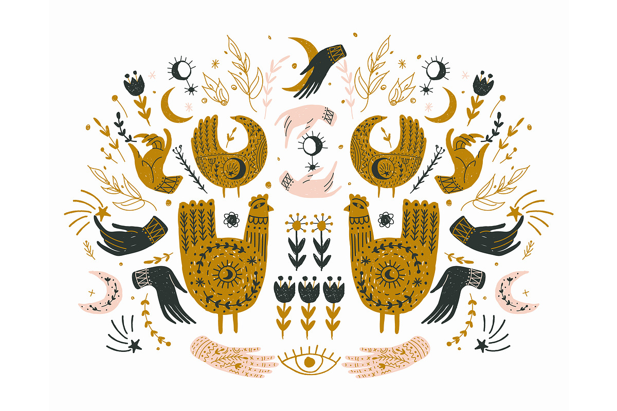 Scandinavian Nordic Folk Art, an Animal Illustration by Chikovnaya