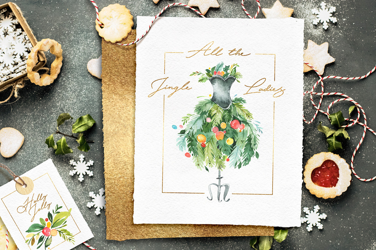 Hello Christmas. Watercolor Kit., a Decorative Illustration by OctopusArtis