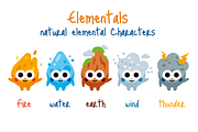 Elementals - 5 natural Characters, a Food Illustration by Manudesign
