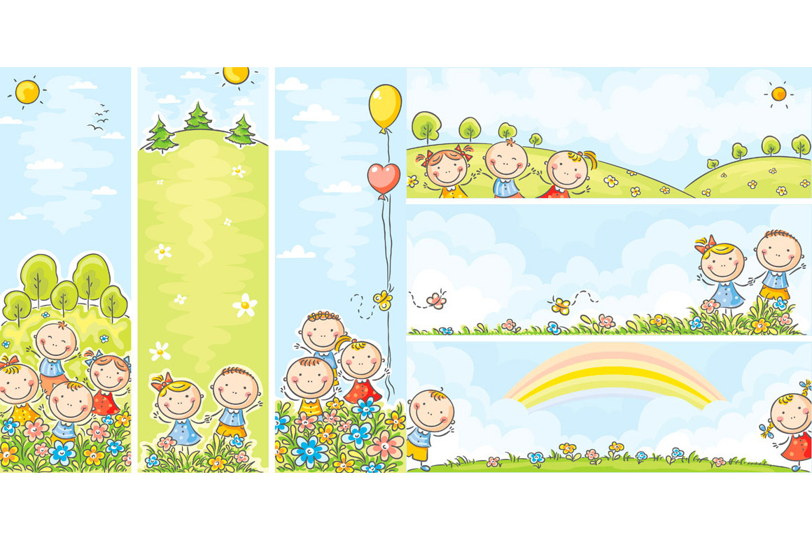 Vertical and horizontal kids banners, an Illustration by Bubert Art