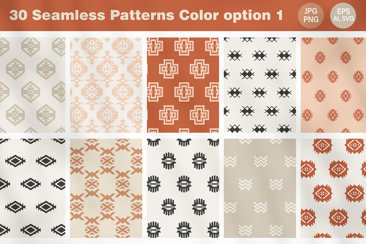 30 Navajo Minimal Vector Patterns, a Pattern Graphic by Katrinelly