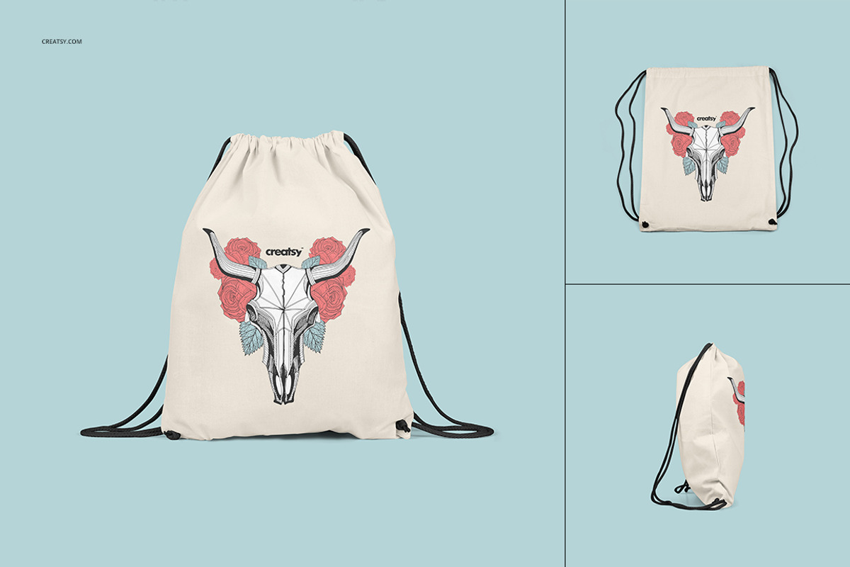 Drawstring Backpack Mockup Set, a Product Mockup by creatsy4