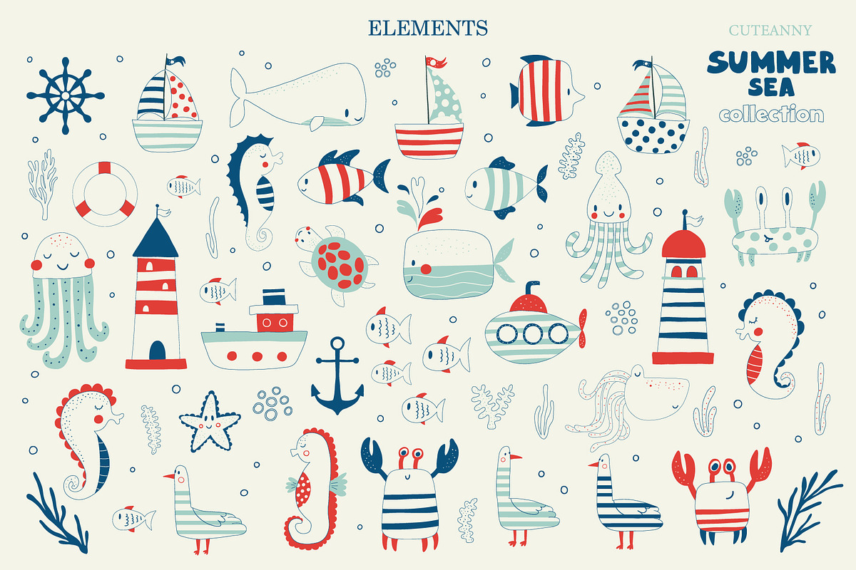 Cute nautical collection, an Object Graphic by Cuteanny Design