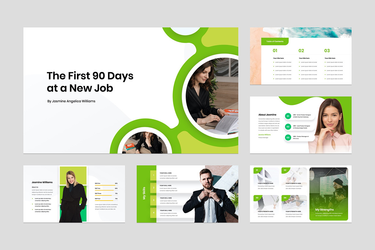 First 90 Days Plan PowerPoint, a Presentation Template by Graphue