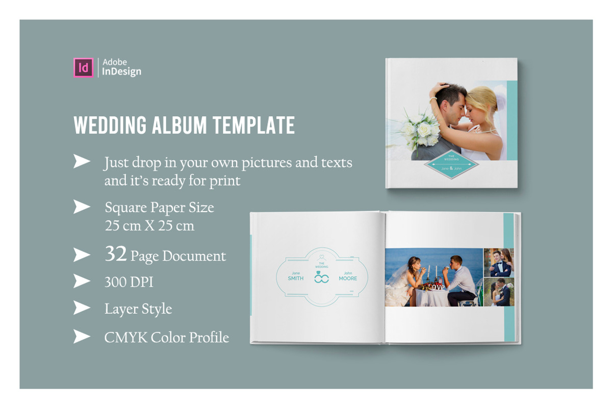 Minimalist Square Wedding Album, a Brochure Template by adekfotografia