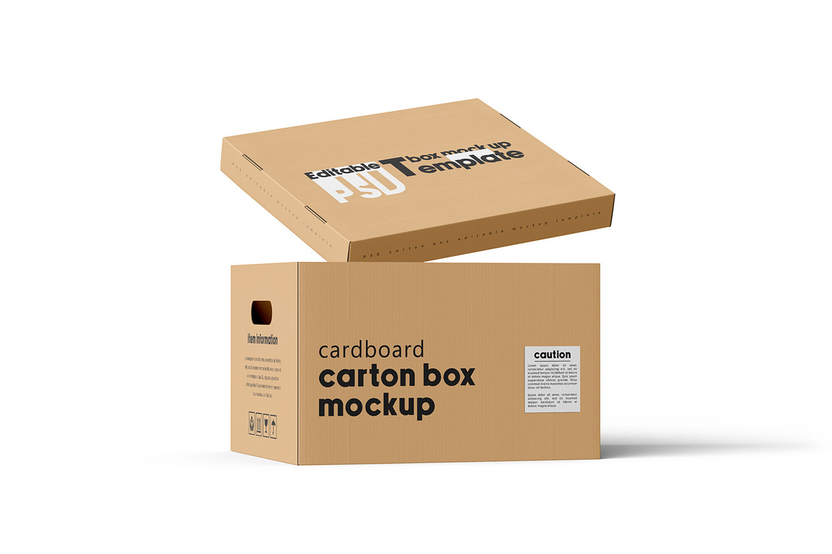 Cardboard Carton Moving Box Mockup, a Packaging Mockup by Ram Studio