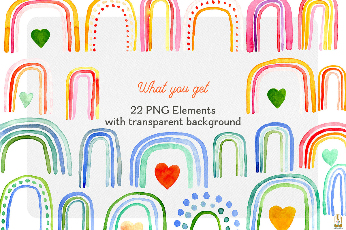 Rainbow Art Watercolor Clipart I PNG, an Illustration by JimeXo