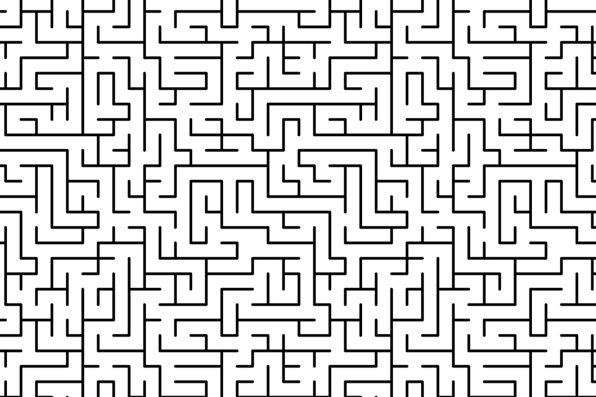 Black and white simple maze pattern, a Pattern Graphic by Natalyon ...
