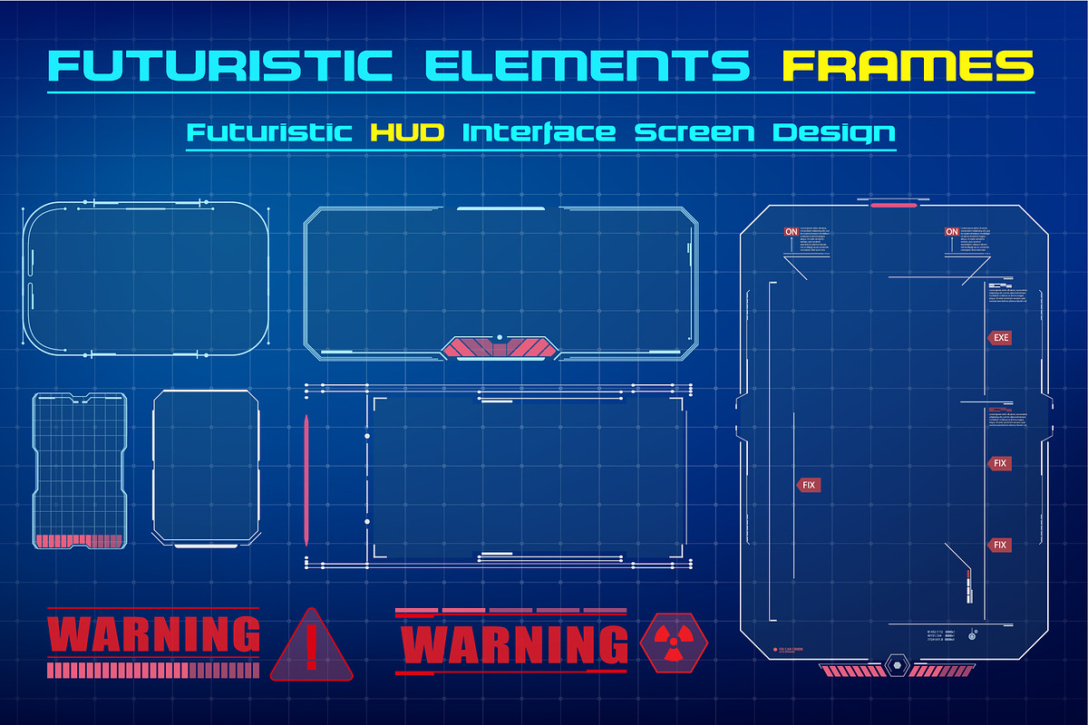 Futuristic HUD frame interface set, a Background Graphic by ZinetroN