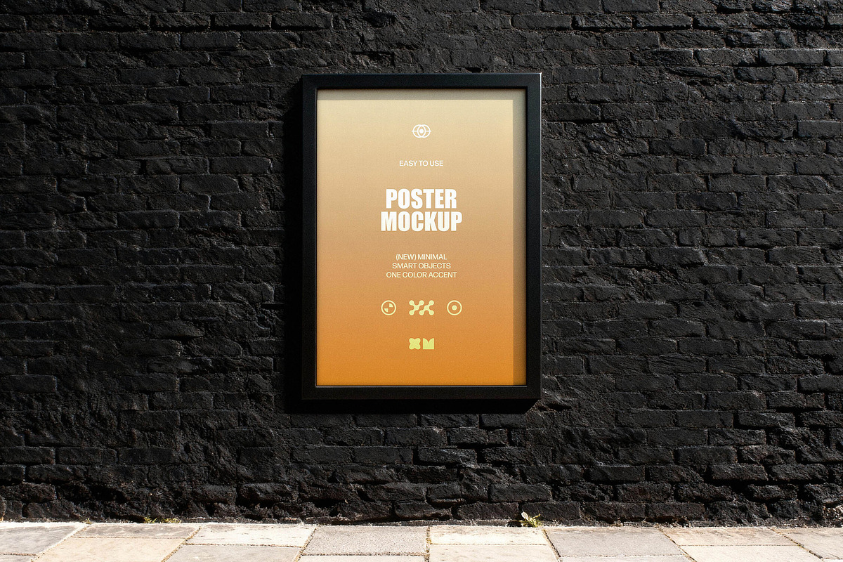 Black Brick Wall Poster Mockup, an Advertising Mockup by Design Squad