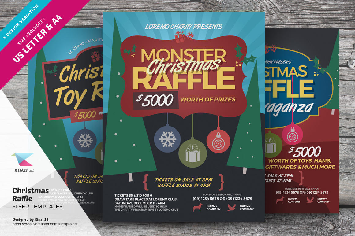 Christmas Raffle Flyer Templates, a Flyer Template by kinzi21