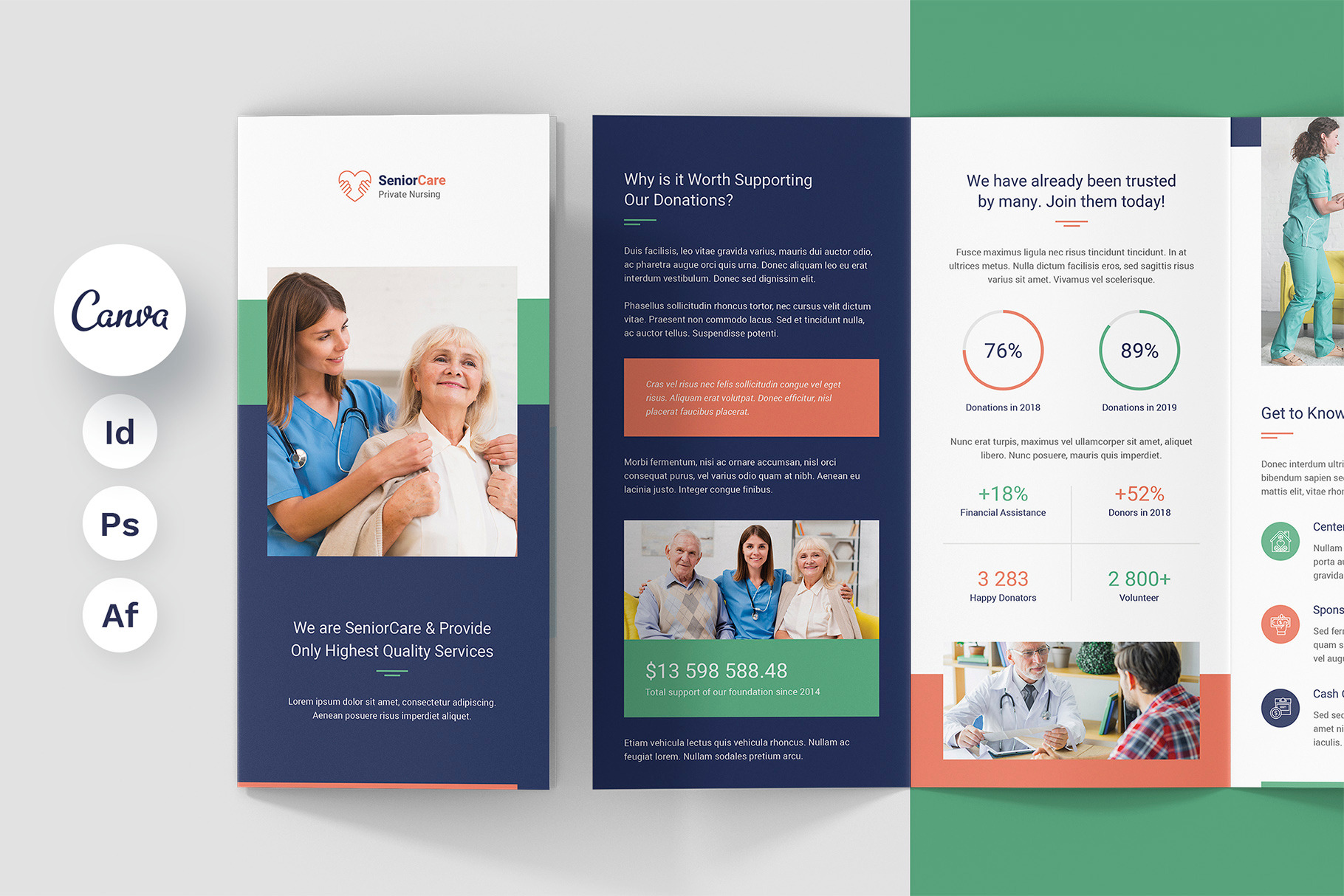 Senior Care Brochure Trifold Canva | Creative Market