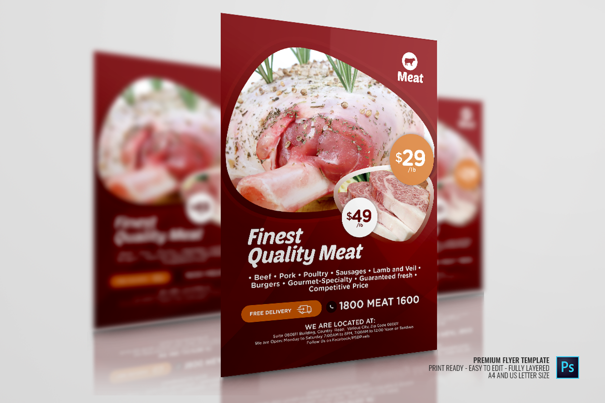 Meat Market Flyer, a Flyer Template by PSDPixel