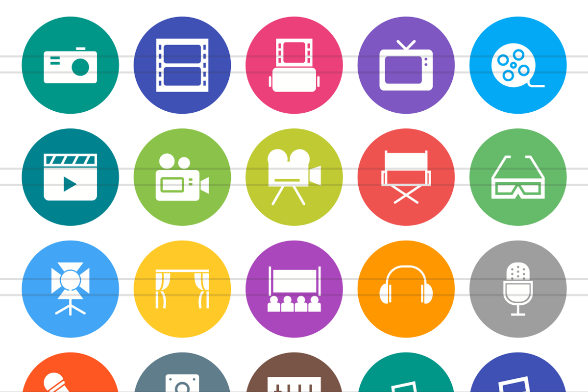 40 Multimedia Flat Round Icons, an Icon by IconBunny